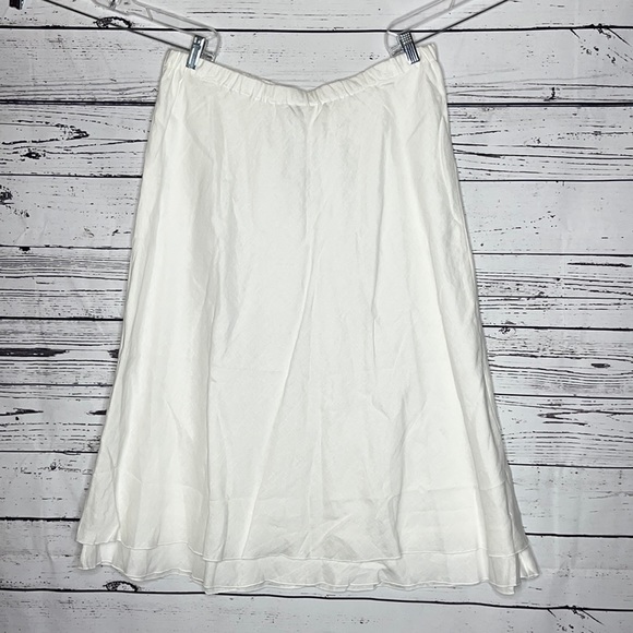 J. Jill | Skirts | J Jill Love Linen Nwt Sz L White Elastic Waistband Tiered Ruffle Hemline ...